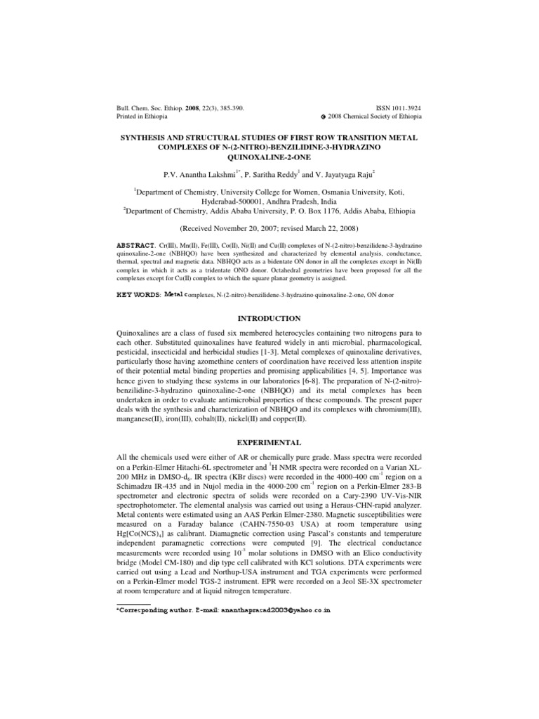 6.ethiopia NBHQO Nov 2008 | PDF | Coordination Complex | Chelation