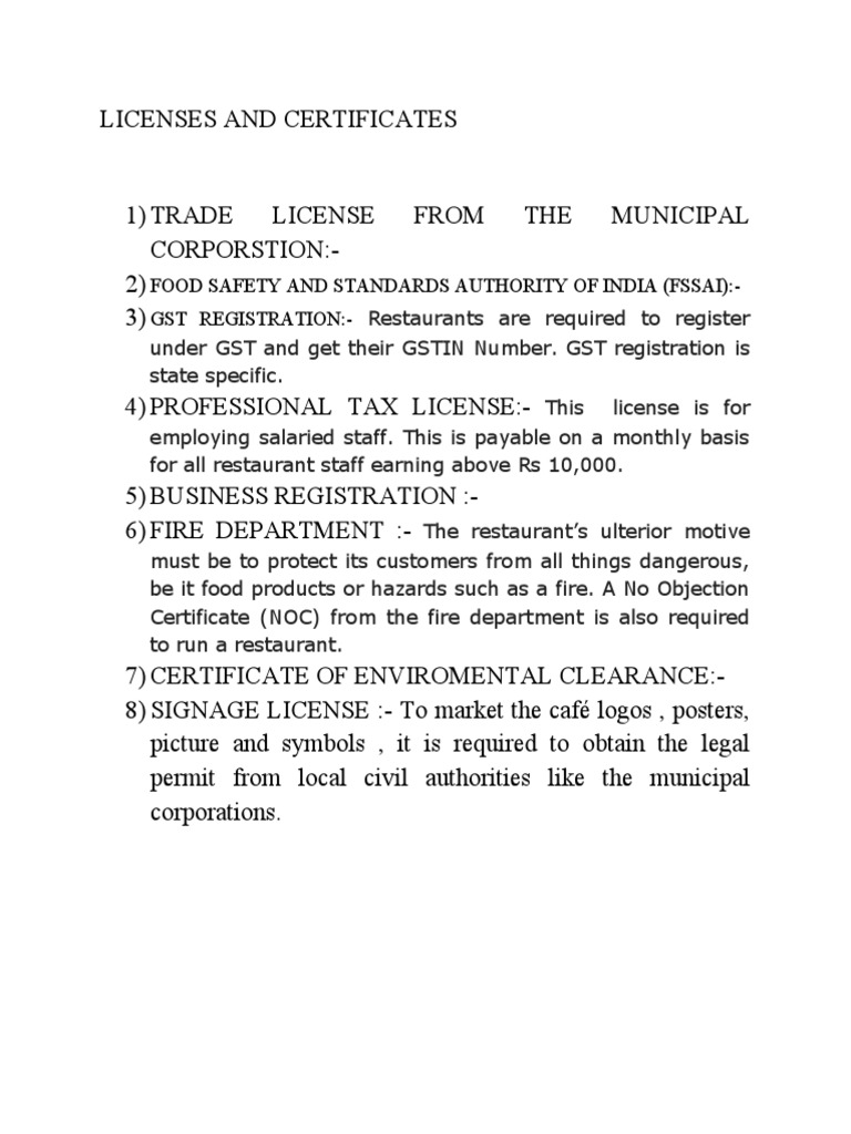 Licenses and Certificates | PDF