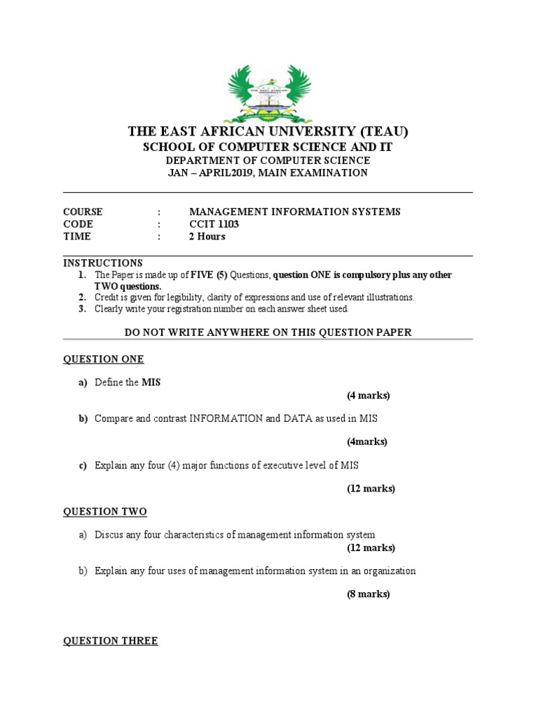 Management Information Systems Exam Guide | PDF | Management ...