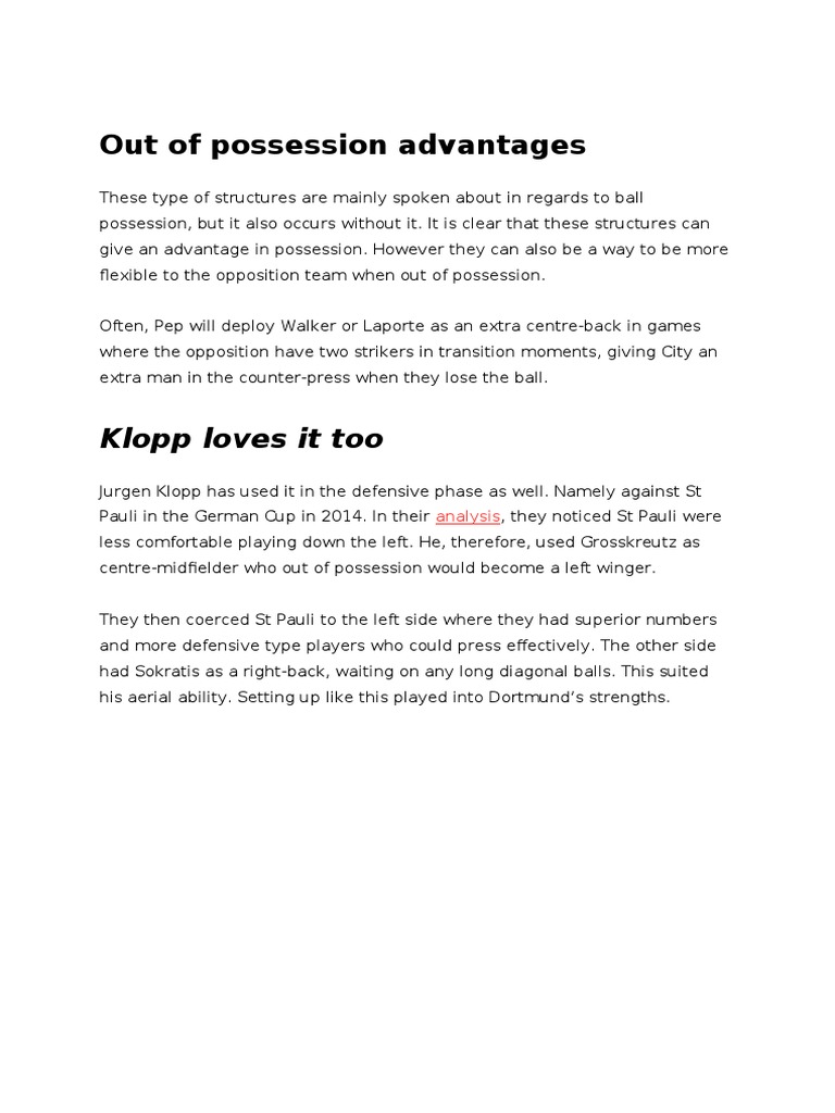 Out of Possession Tactics in Soccer | PDF | History
