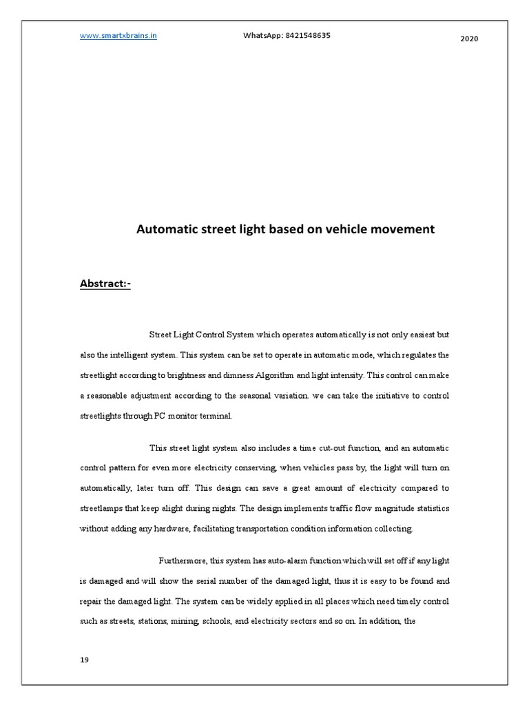 Automatic Streetlight Based On Vehicle Movement | PDF