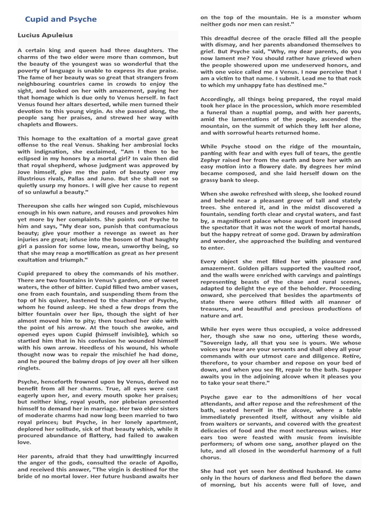 Cupid and Psyche: A Retelling of the Myth of Love, Beauty, and the ...