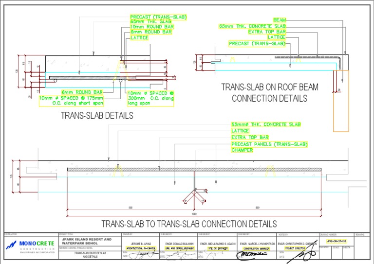 Trans-Slab Connection Details for JPARK Resort | PDF