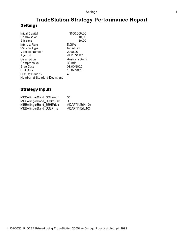 Tradestation Strategy Performance Report: Settings | PDF | Standard ...