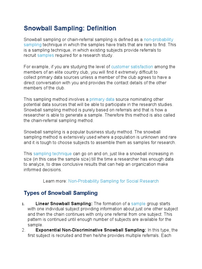 Snowball Sampling: Definition: Non-Probability Sampling Samples ...