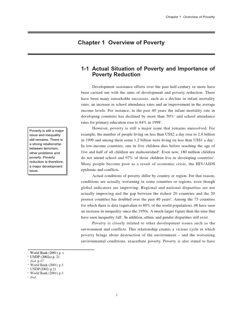 Chapter 1 Overview of Poverty: 1-1 Actual Situation of Poverty and ...