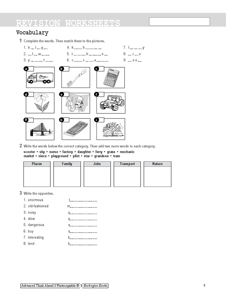 Revision Worksheets: Vocabulary | PDF | Siri
