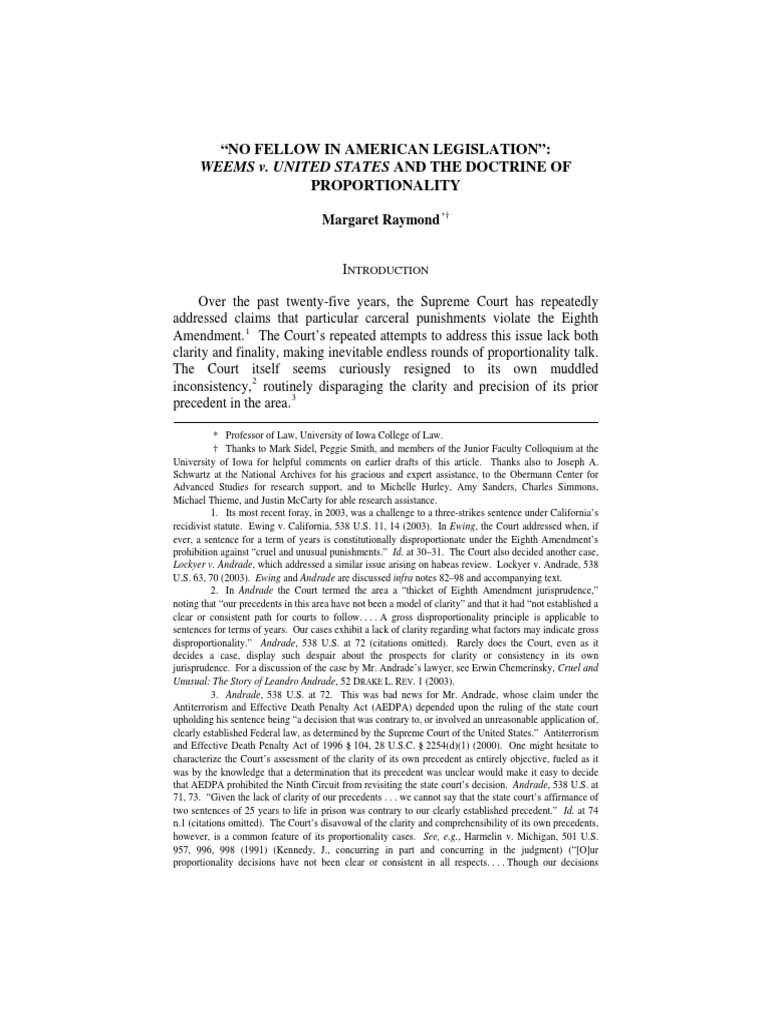 Doctrine of Proportionality | PDF | Eighth Amendment To The United ...