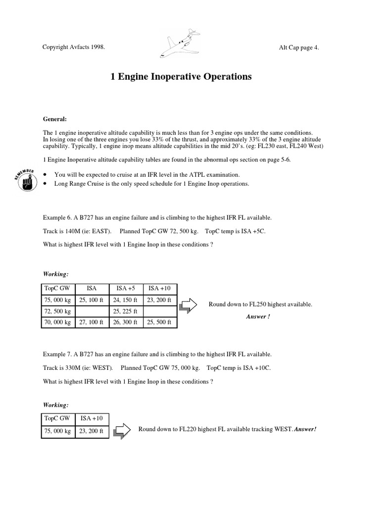 1 Engine Inoperative Operations: General | PDF | Aviation | Aircraft