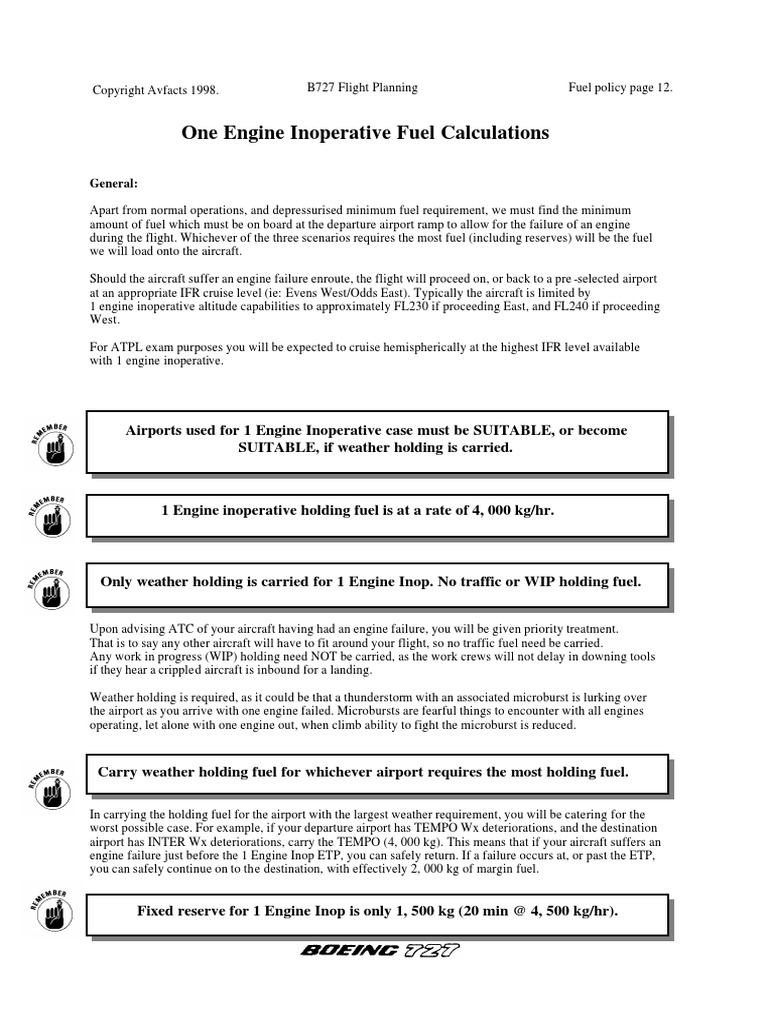 One Engine Inoperative Fuel Calculations: General | PDF | Instrument ...