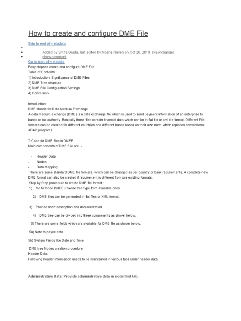 How To Create and Configure DME File: Skip To End of Metadata | PDF ...