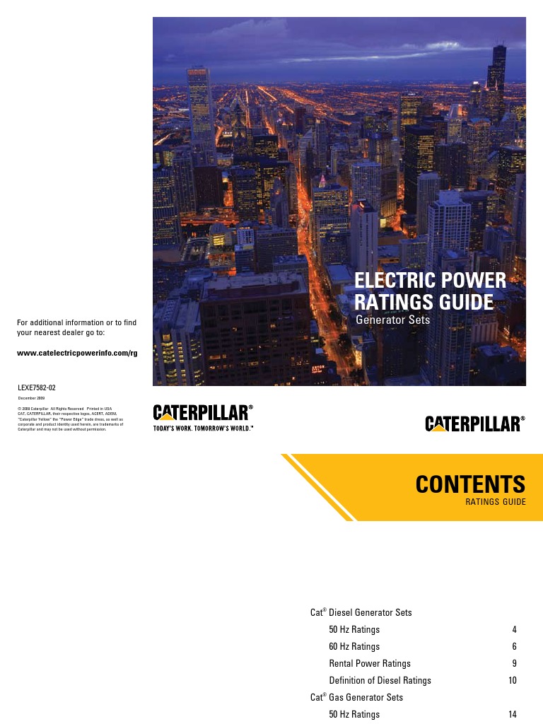 Cat Diesel Generators Specs | PDF | Horsepower | Transformer