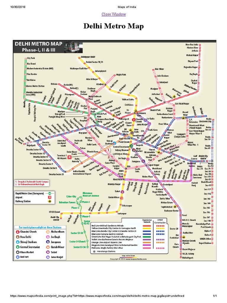 Delhi Metro Map: Close Window | PDF