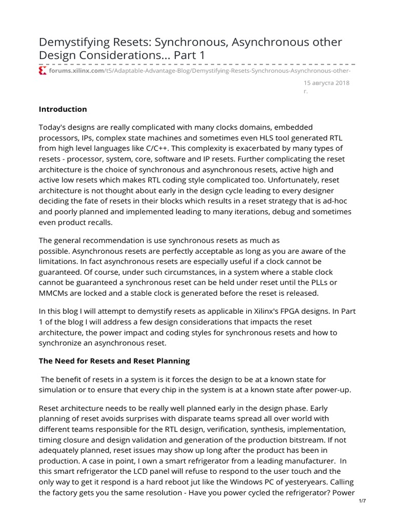 Demystifying Resets Synchronous Asynchronous Other Design ...