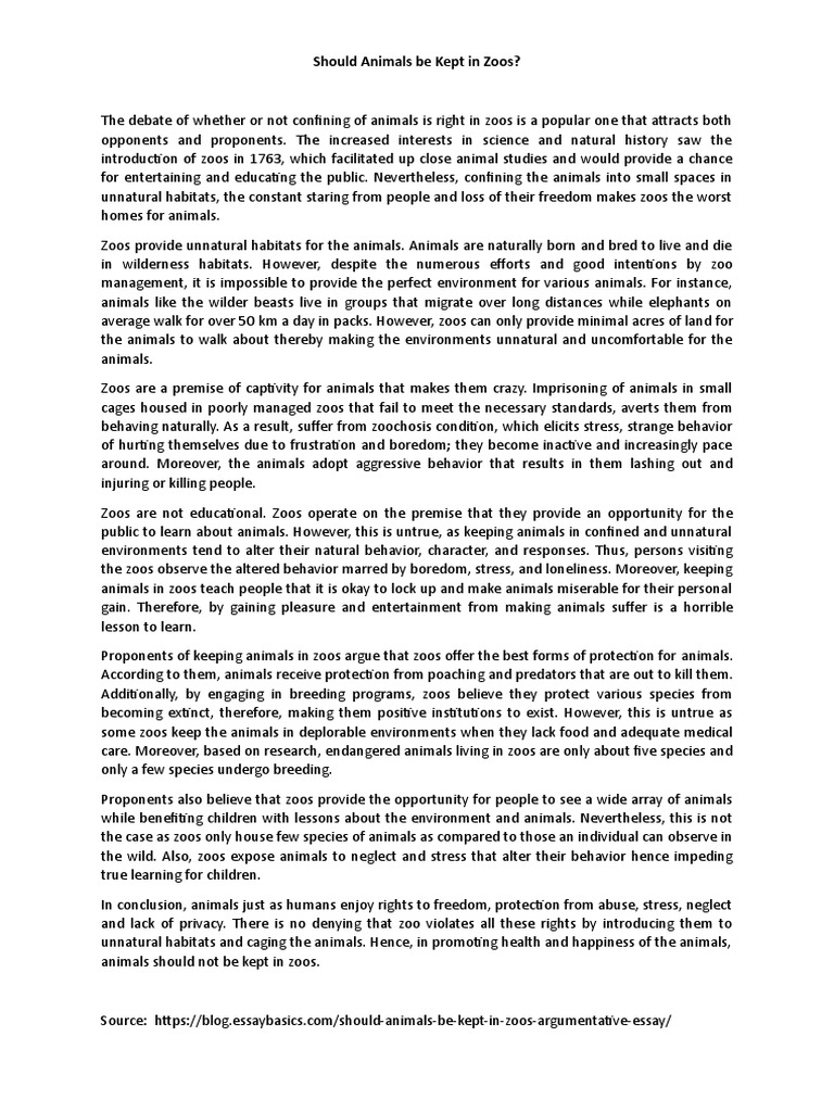 Should Animals Be Kept in Zoos | PDF | Zoo | Psychological Concepts
