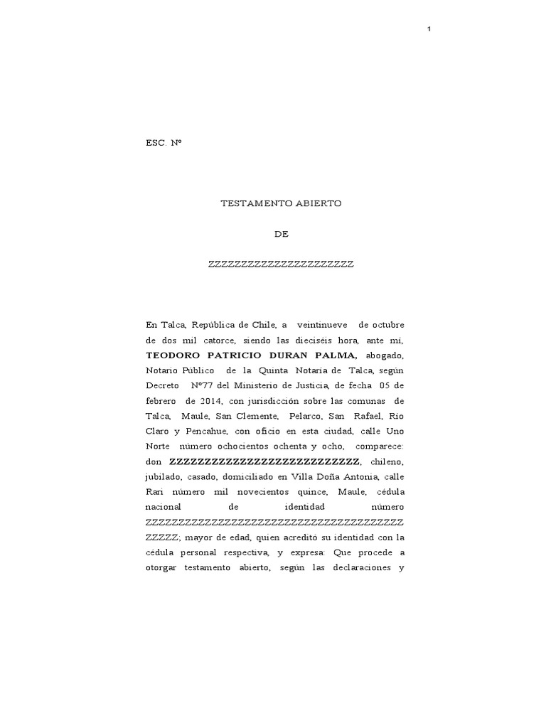 Formato De Testamento Publico Abierto – COIMC