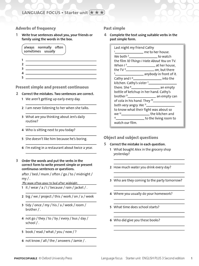 Starter Langfocus Three Star | PDF | Verb | Linguistics