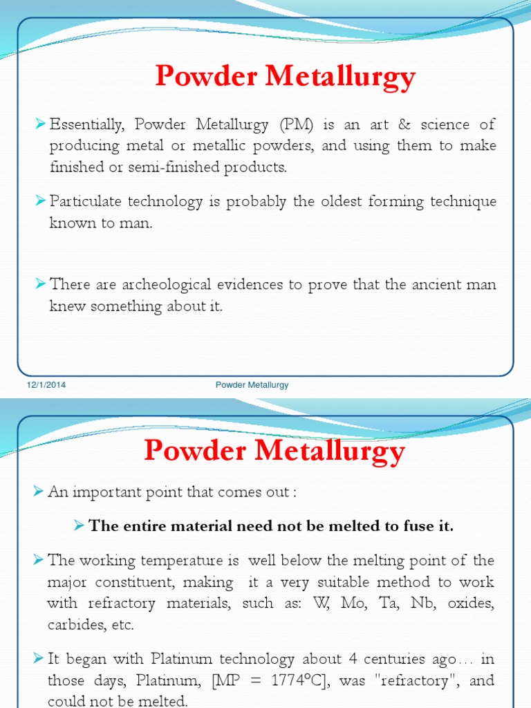 12/1/2014 Powder Metallurgy | PDF | Sintering | Procedural Knowledge