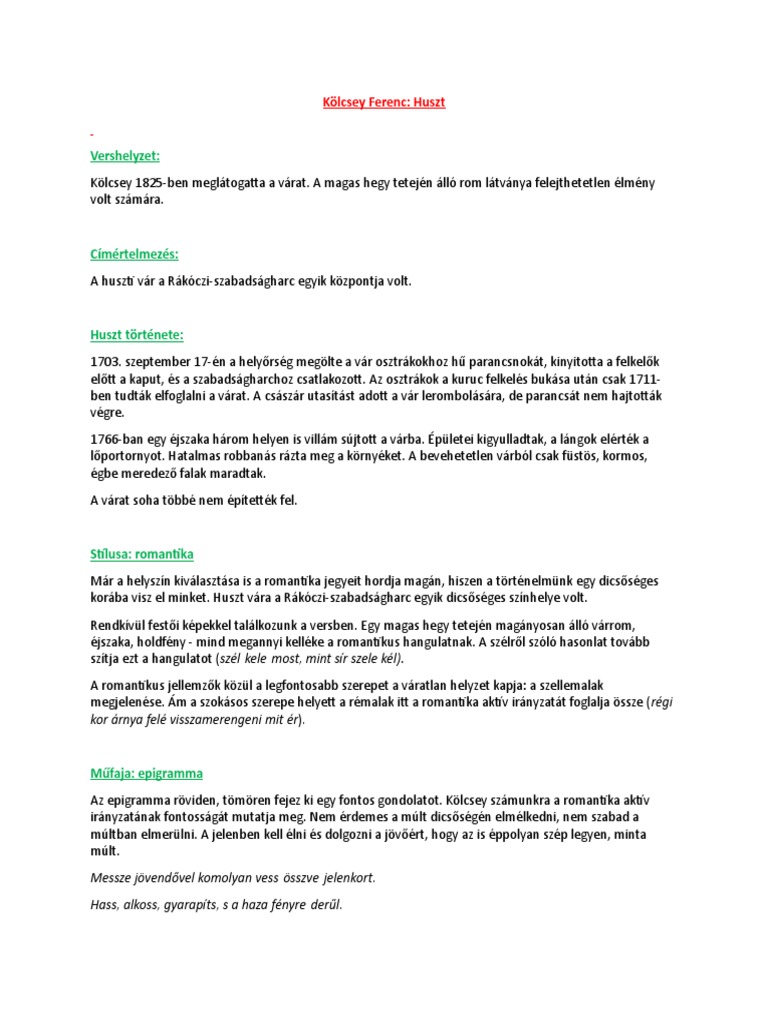 Kölcsey Ferenc Huszt | PDF