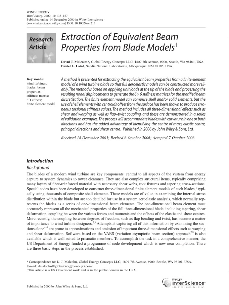 Extraction of Equivalent Beam Properties From Blade Models | PDF ...