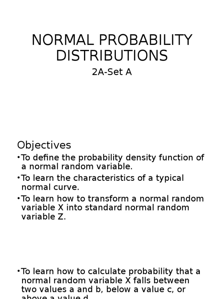 Normal Probability Distributions: 2A-Set A | PDF