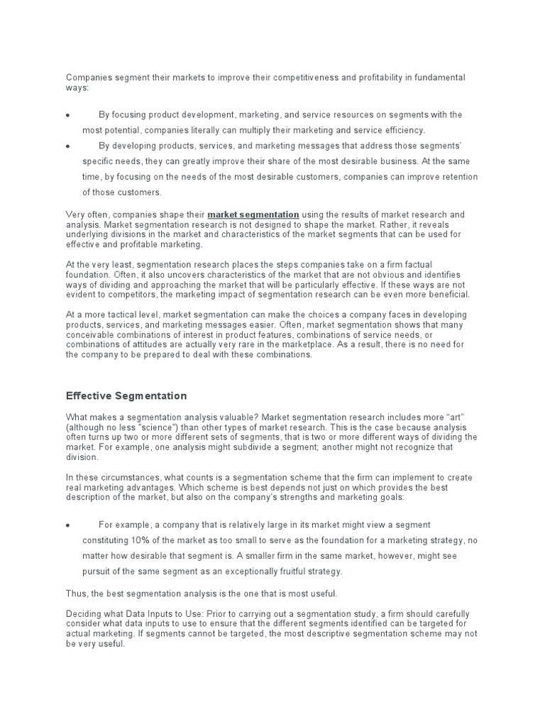 Market Segmentation Case Studies | PDF