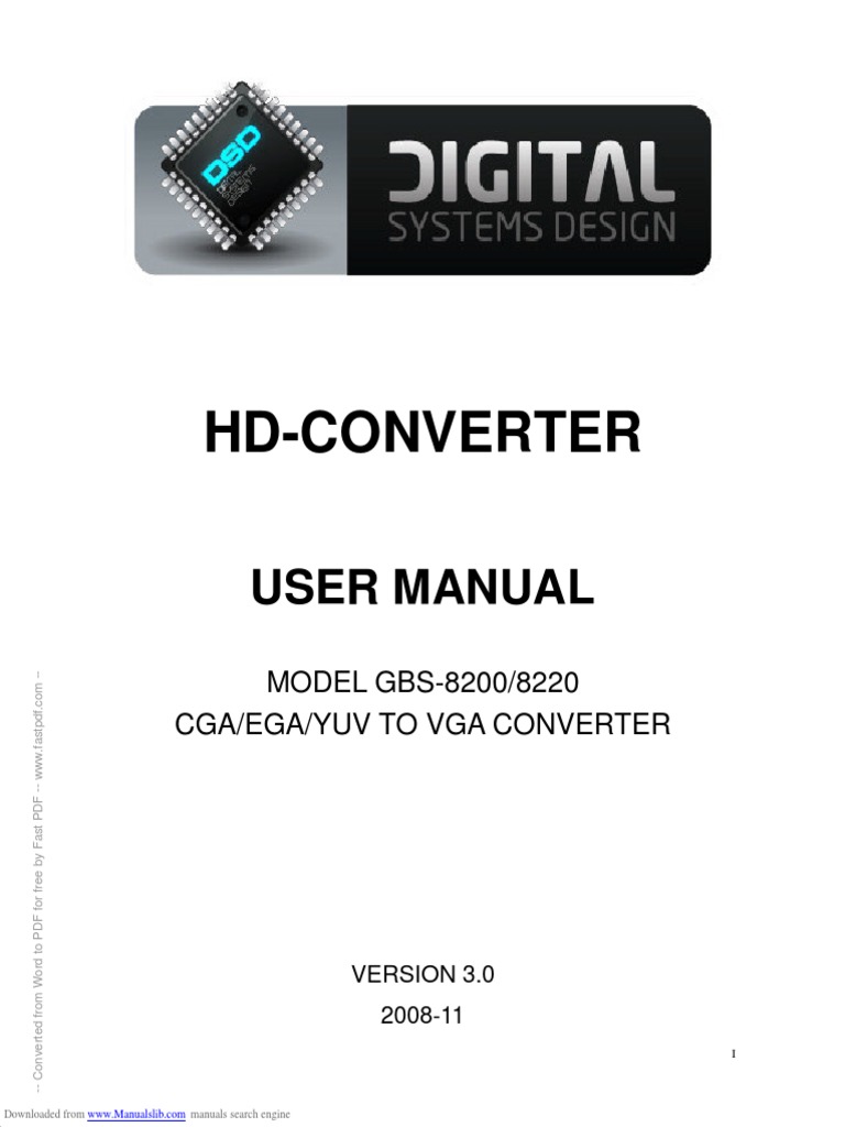 GBS-8200/8220 HD Converter Manual | PDF | Film Industry | Display ...