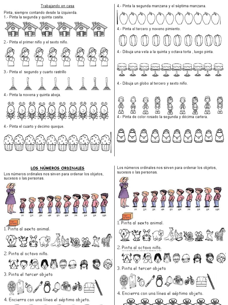 Ejercicios de Números Ordinales para Niños | PDF