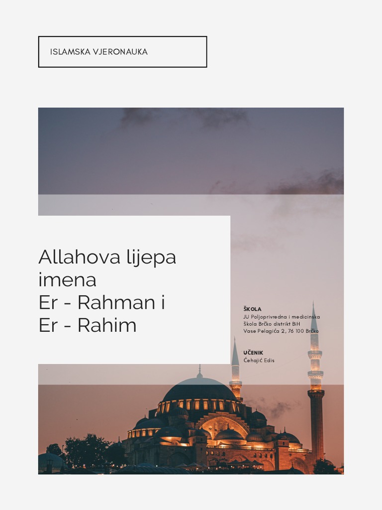 Allahova Lijepa Imena Er - Rahman I Er - Rahim | PDF