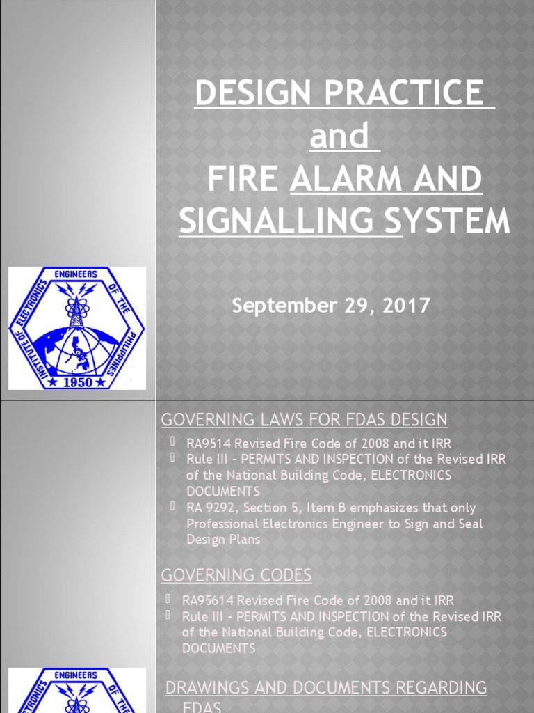 Design Practice and Fire Alarm and Signalling System: September 29 ...