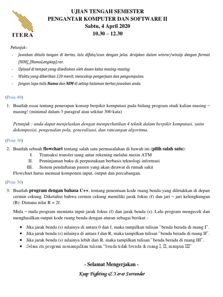 Soal UTS PKS II 2020 - Online PDF | PDF