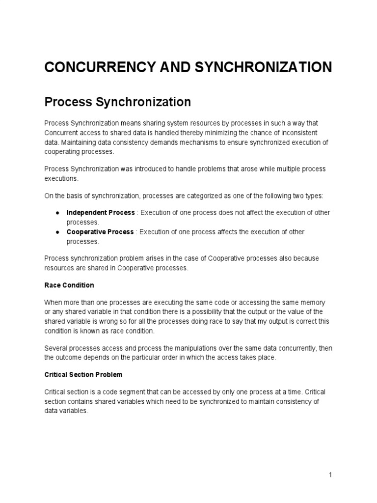 Concurrency and Synchronization | PDF | Software Engineering ...