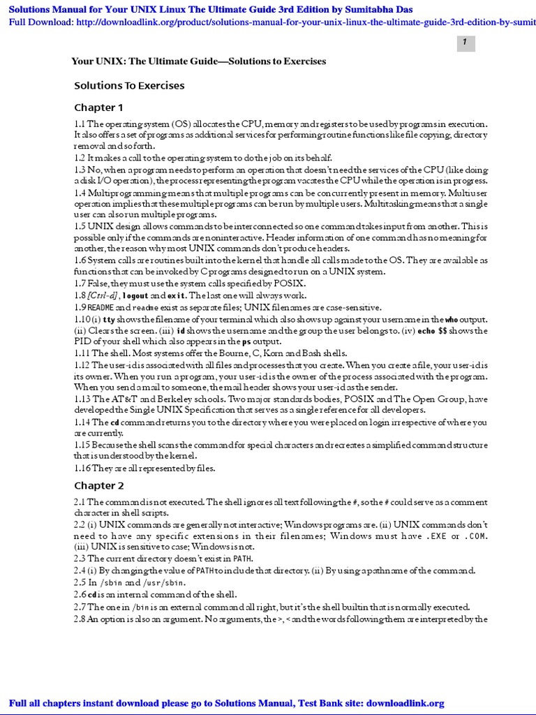 Your UNIX: The Ultimate Guide-Solutions To Exercises Solutions To ...