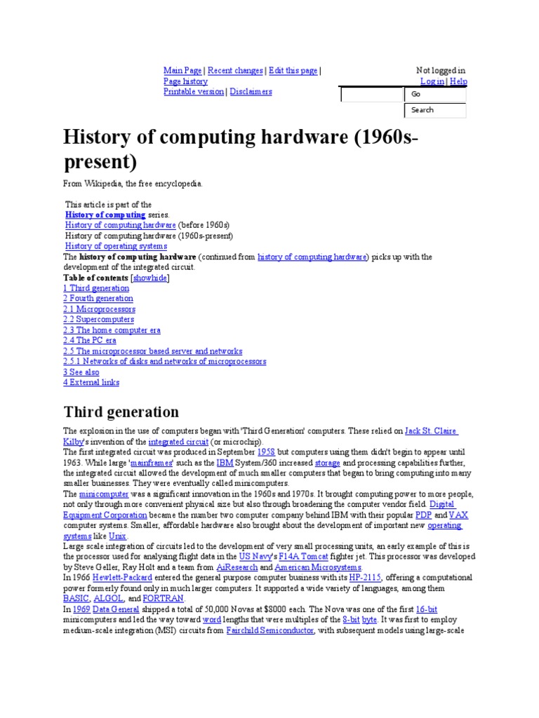 History of Computing Hardware After 1960 | PDF | Personal Computers ...