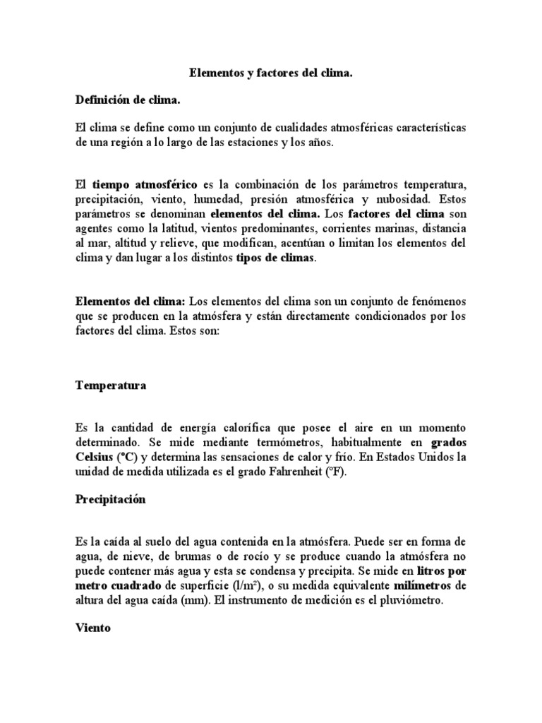 Elementos y Factores Del Clima | PDF | Clima | Humedad