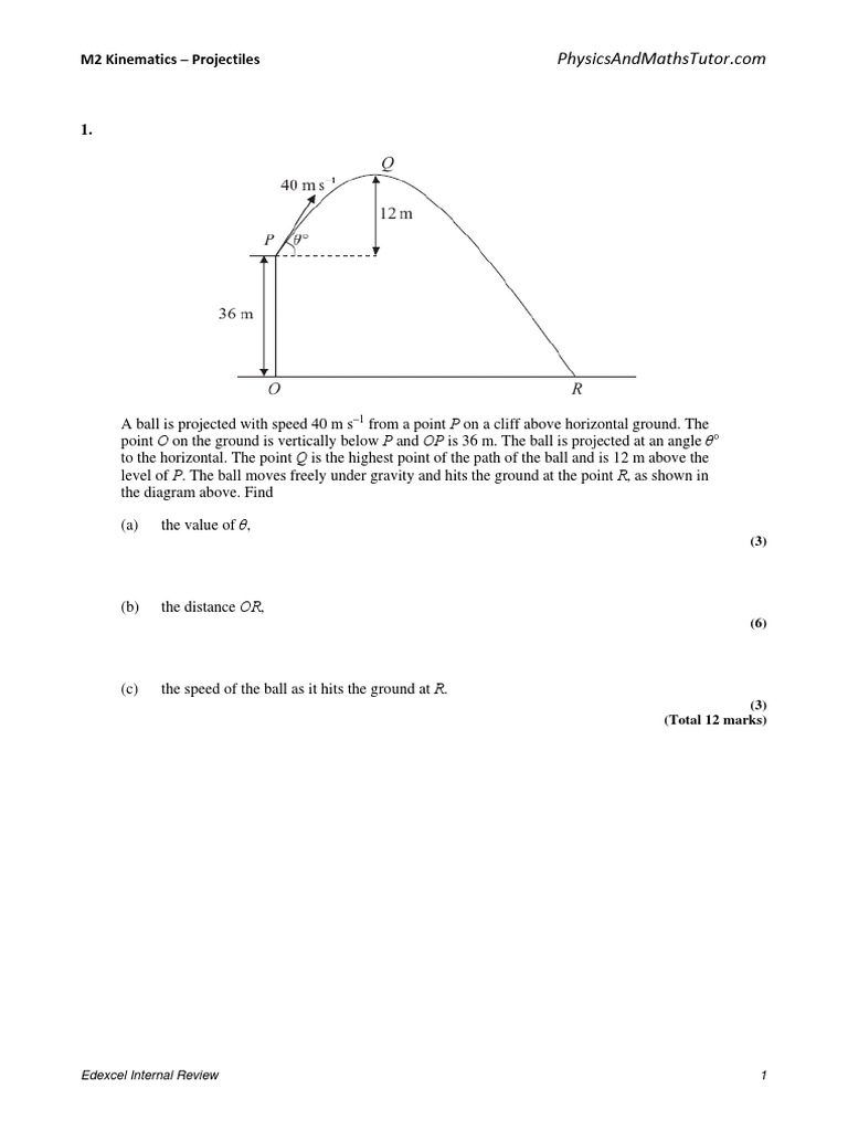 M2 Kinematics - Projectiles PDF | PDF | Classical Mechanics | Physical Quantities