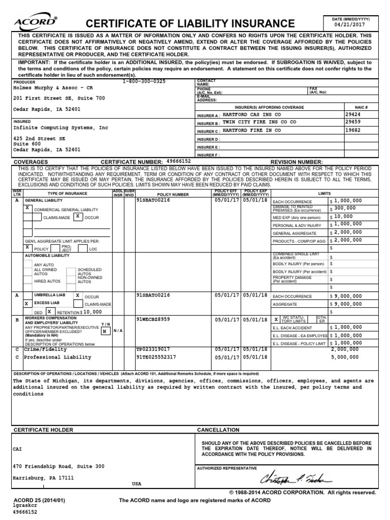 Cai - Insurance Cover - 2017 | PDF | Liability Insurance | Insurance
