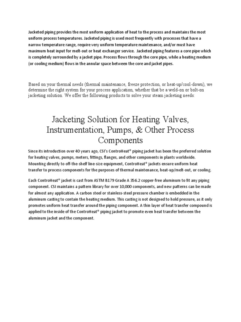 Jacketing Solution For Heating Valves, Instrumentation, Pumps, & Other ...