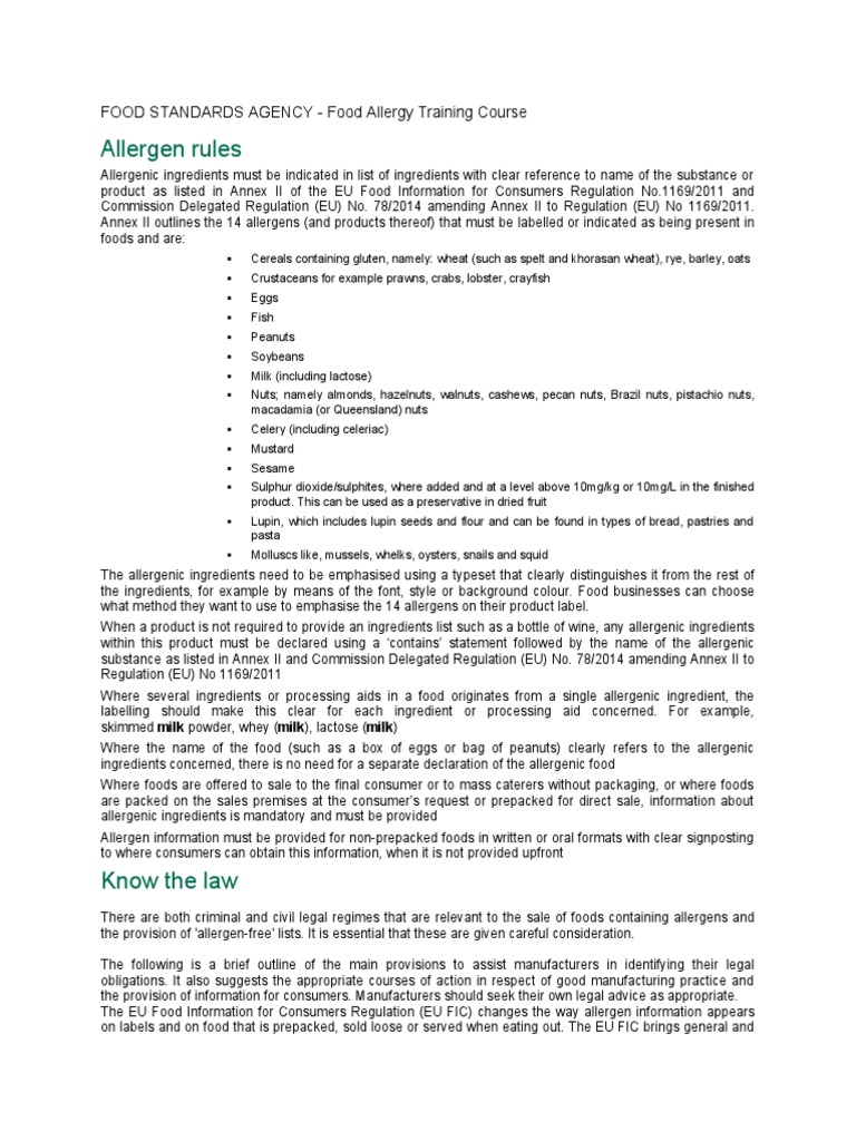 Understanding Allergen Labelling Requirements: An Overview of Key Rules ...