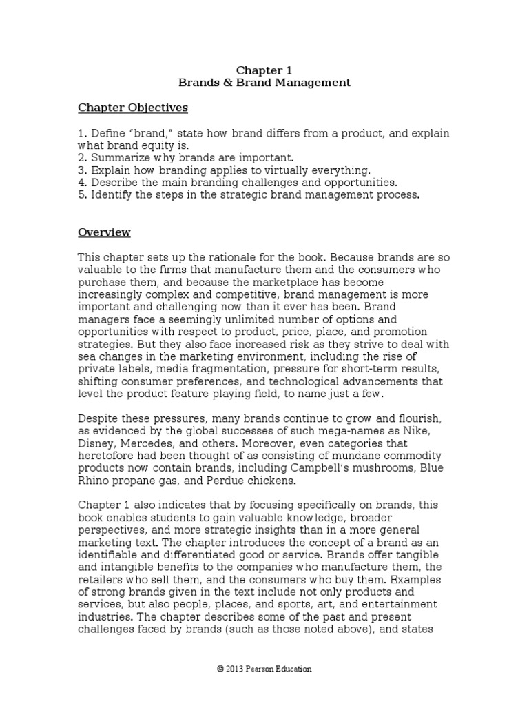 Brands & Brand Management Chapter Objectives: © 2013 Pearson Education ...