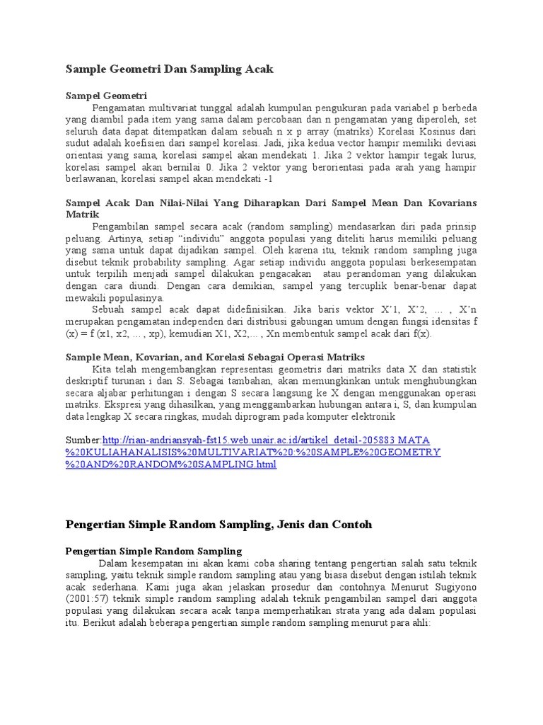 Sample Geometri Dan Sampling Acak | PDF