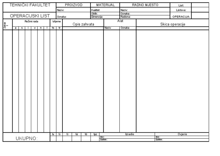 Operacijski List-Predlozak | PDF