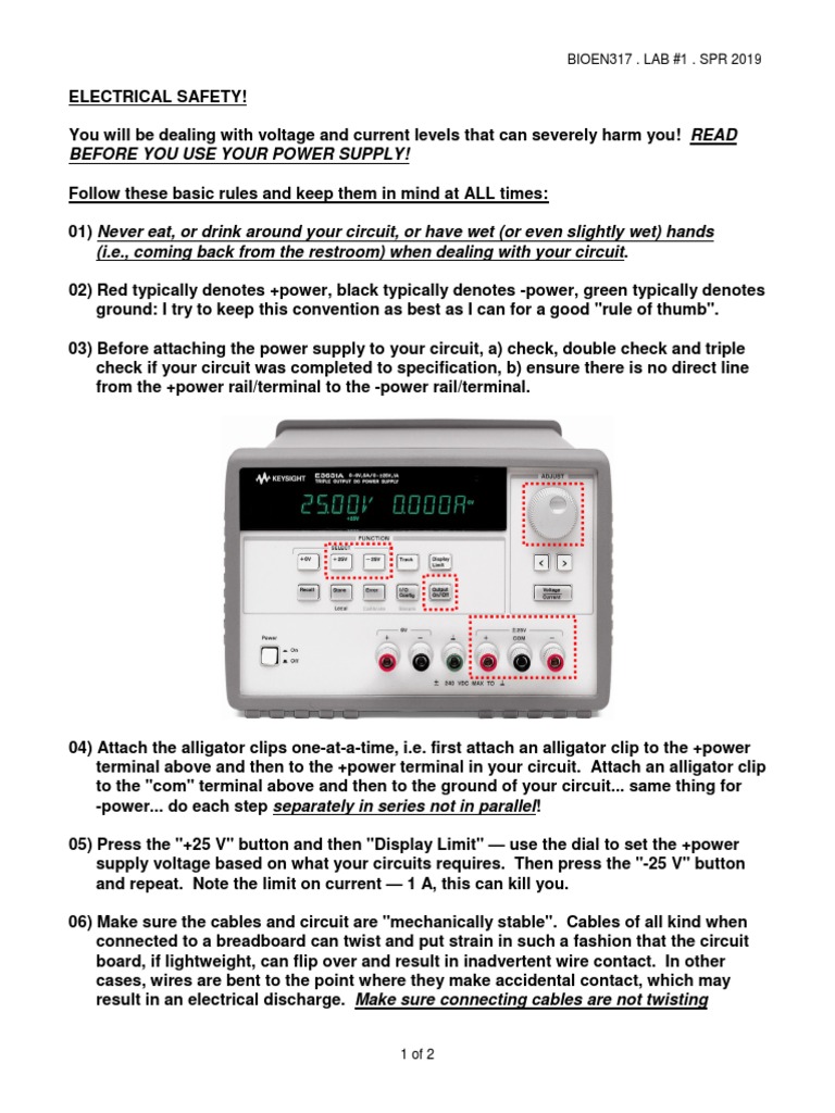 Lab1 Electrical Safety | PDF | Power Supply | Equipment
