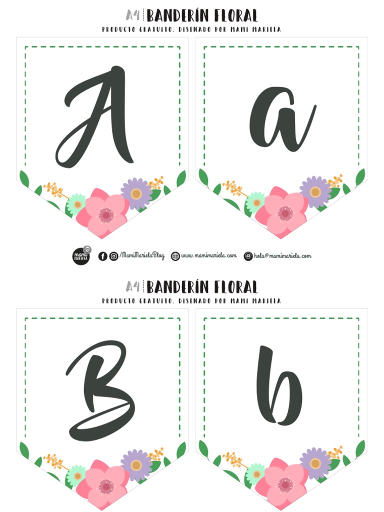 Plantilla De Banderín Con Alfabeto Para Imprimir Abecedario