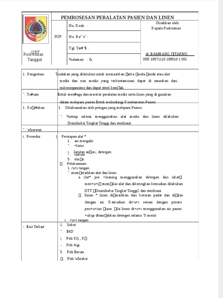 Dokumen - Tips - 5 Sop Pemrosesan Peralatan Pasien Dan Penatalaksanaan ...