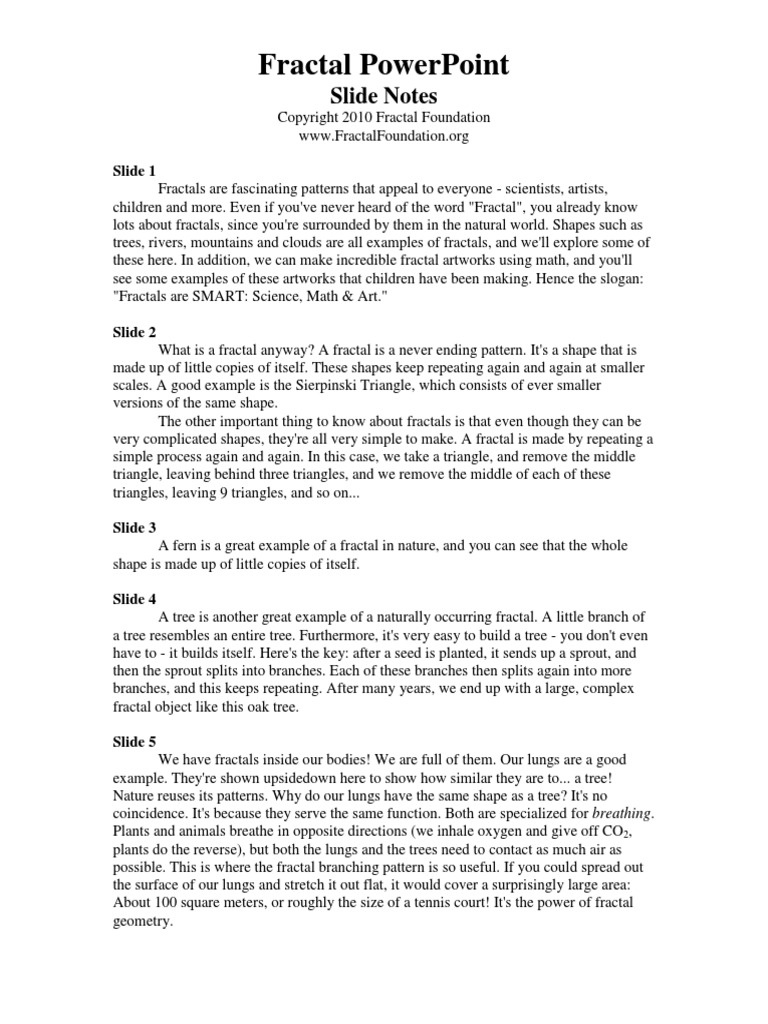Fractal Powerpoint Slide Notes PDF | PDF | Fractal | Pattern