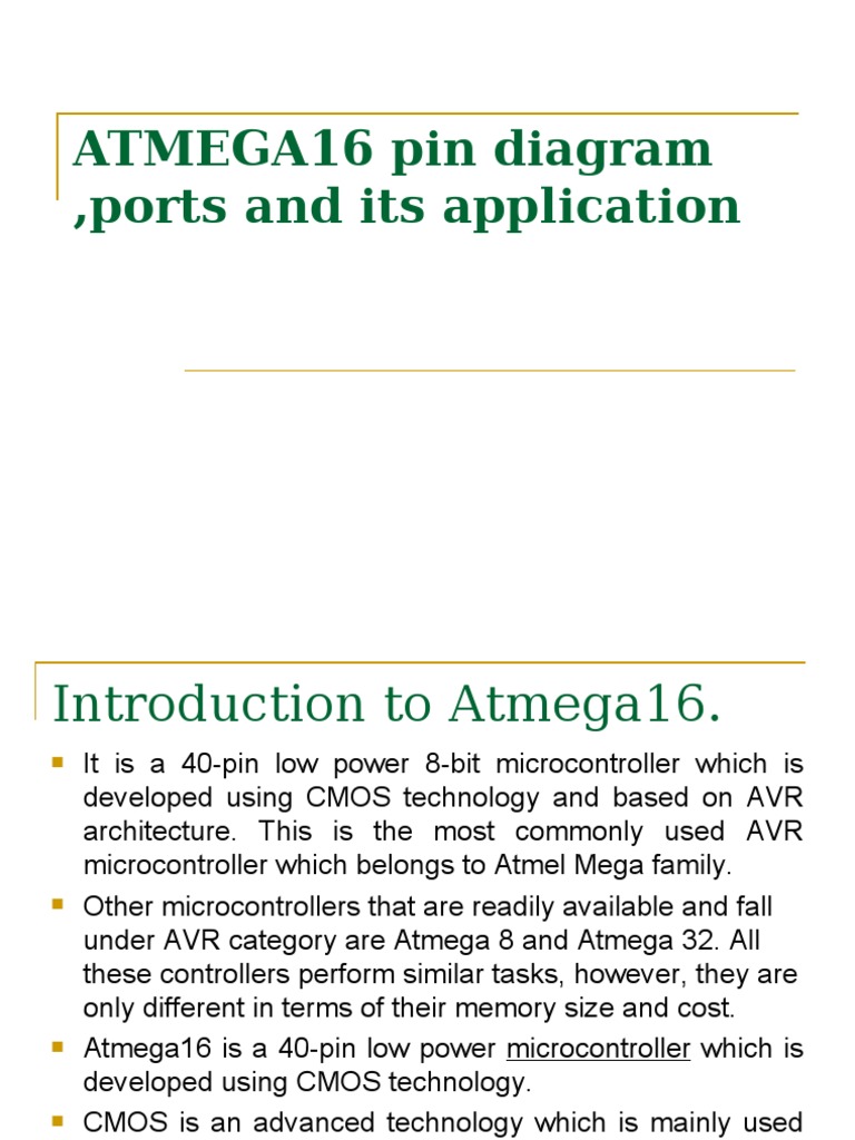 03 AT Mega 16 Pin Diagram and Ports Microcontroller | PDF ...