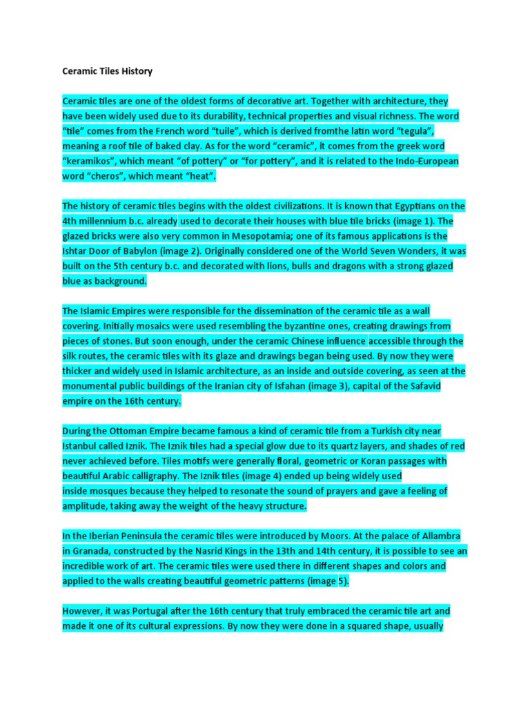 Ceramic Tiles History | PDF | Tile | Pottery