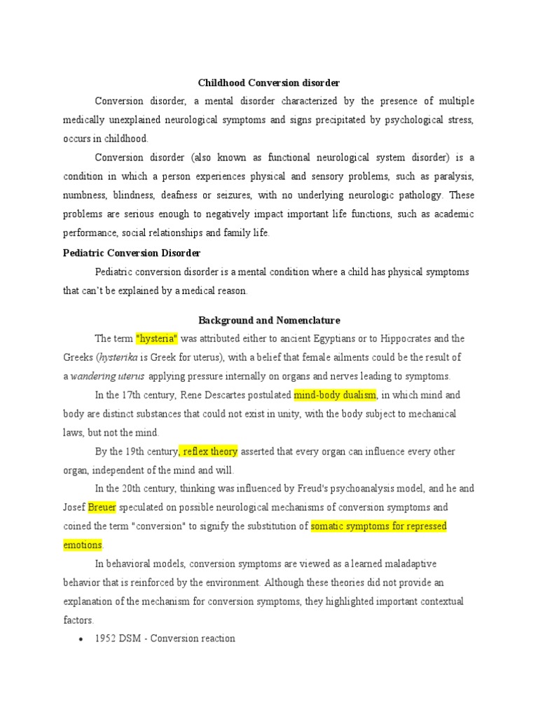 Conversion Disorder Notes | PDF | Mental Disorder | Anxiety Disorder