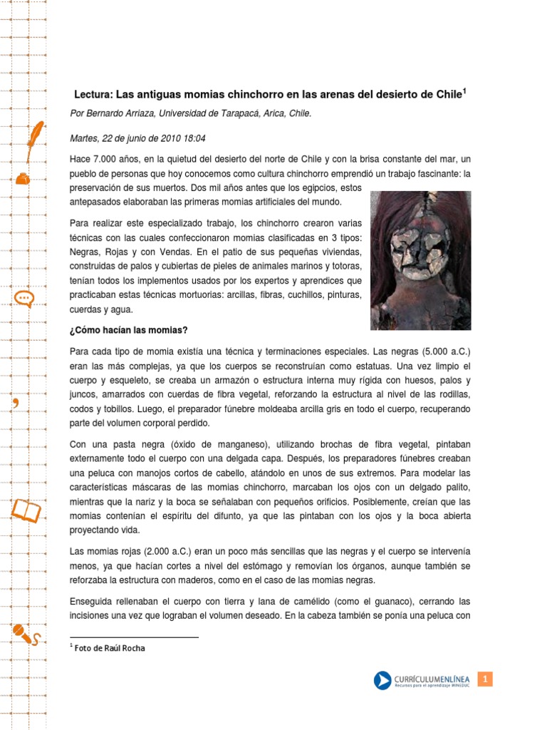 Las Momias de Chinchorro PDF | PDF | Arqueología | Naturaleza